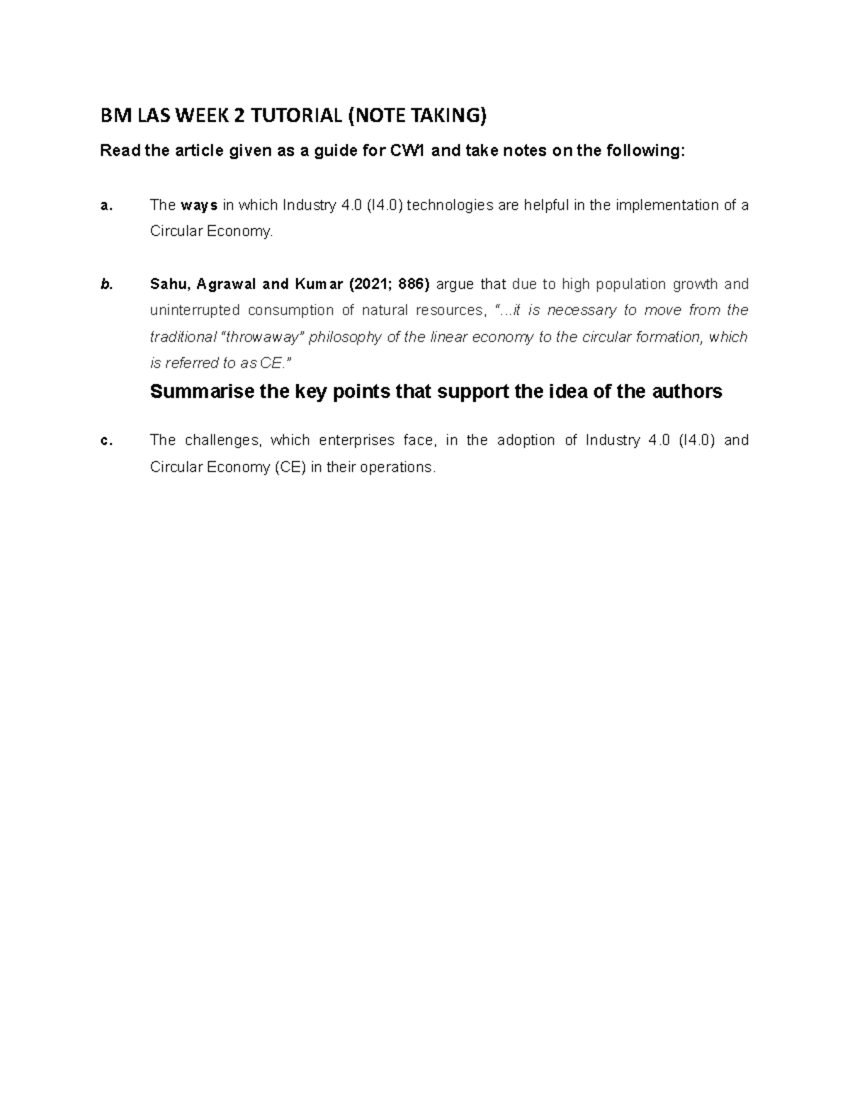 BM LAS WEEK 2 Tutorial 30 - BM LAS WEEK 2 TUTORIAL (NOTE TAKING) Read the article given as a ...