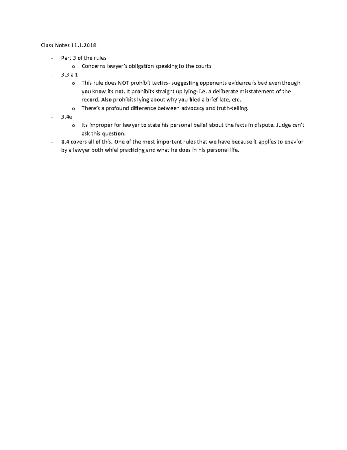 Class Notes 11.1 - Class Notes 11. Part 3 of the rules o Concerns ...