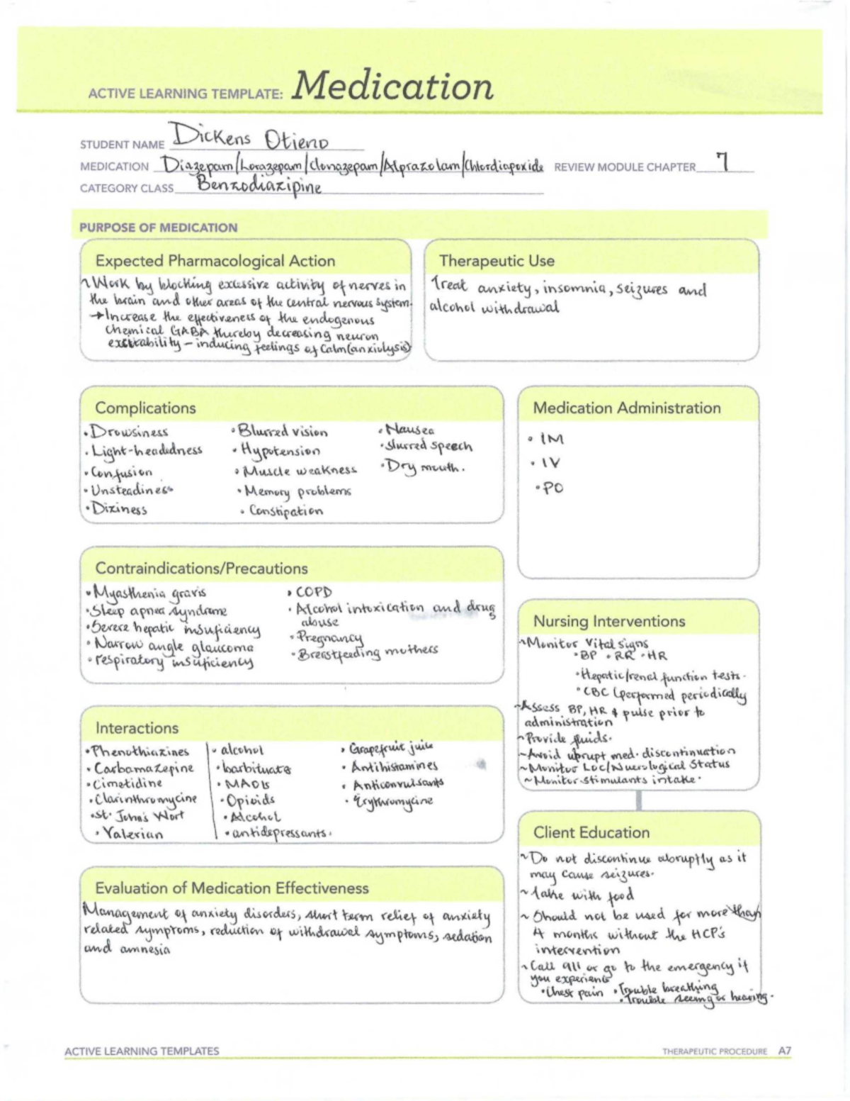 Week 1 Benzodiazepine - Medsurge 1 - NURS 1300 - Studocu