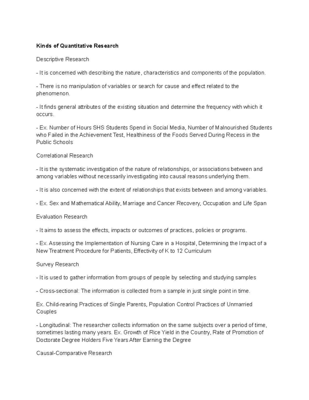 Kinds of Quantitative Research - Kinds of Quantitative Research ...