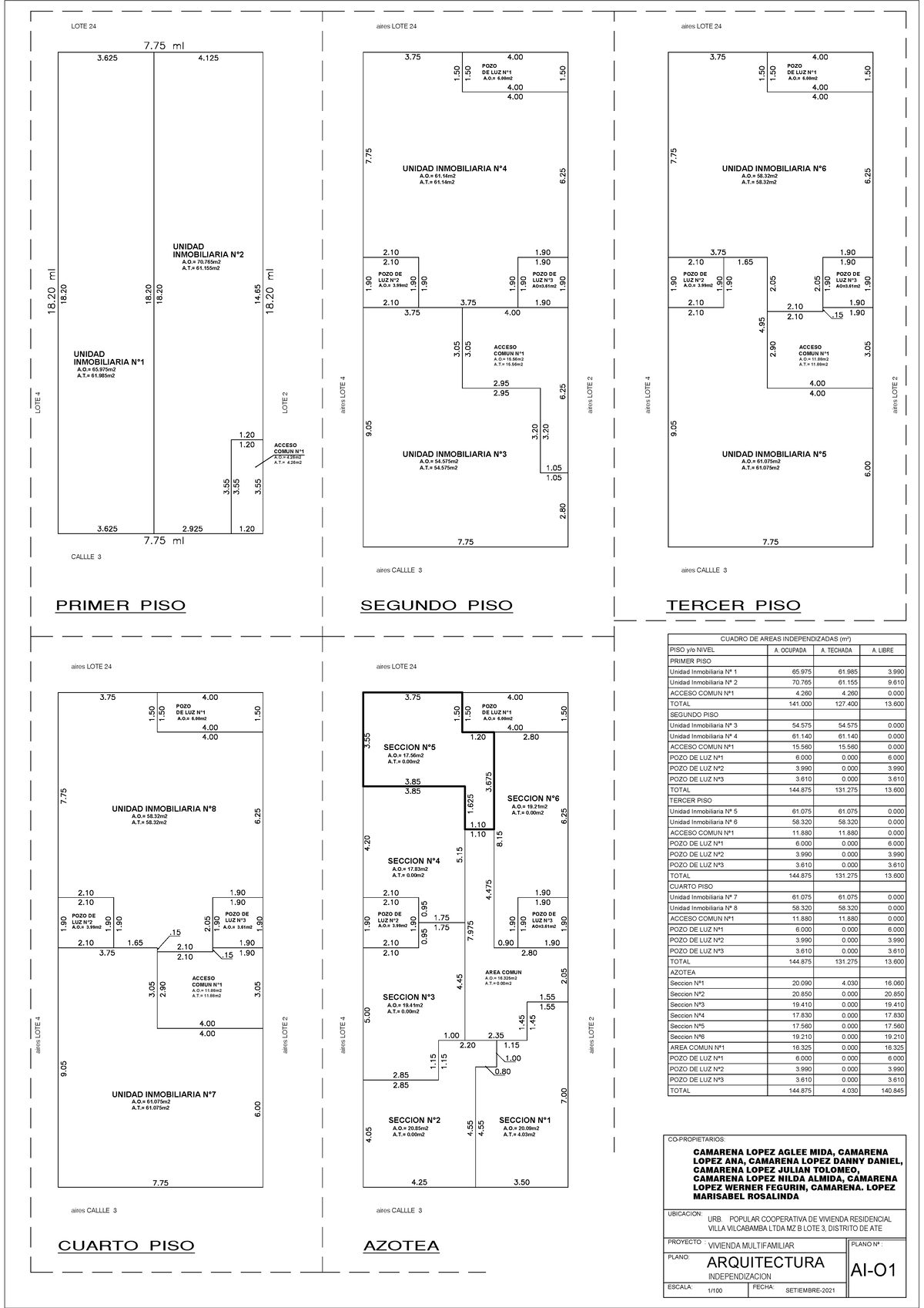 Plano de independizacion - PRIMER PISO SEGUNDO PISO TERCER PISO CUARTO ...