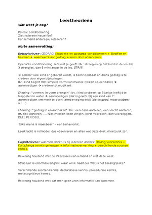 Leertheorieën = kenmerken krachtige leeromgeving - Kenmerk van ...