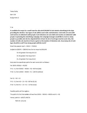 Chapter 8 problems - homework assignment - Tavoy Carby Com 315 Chapter 8 Problems 8-7 (Media ...