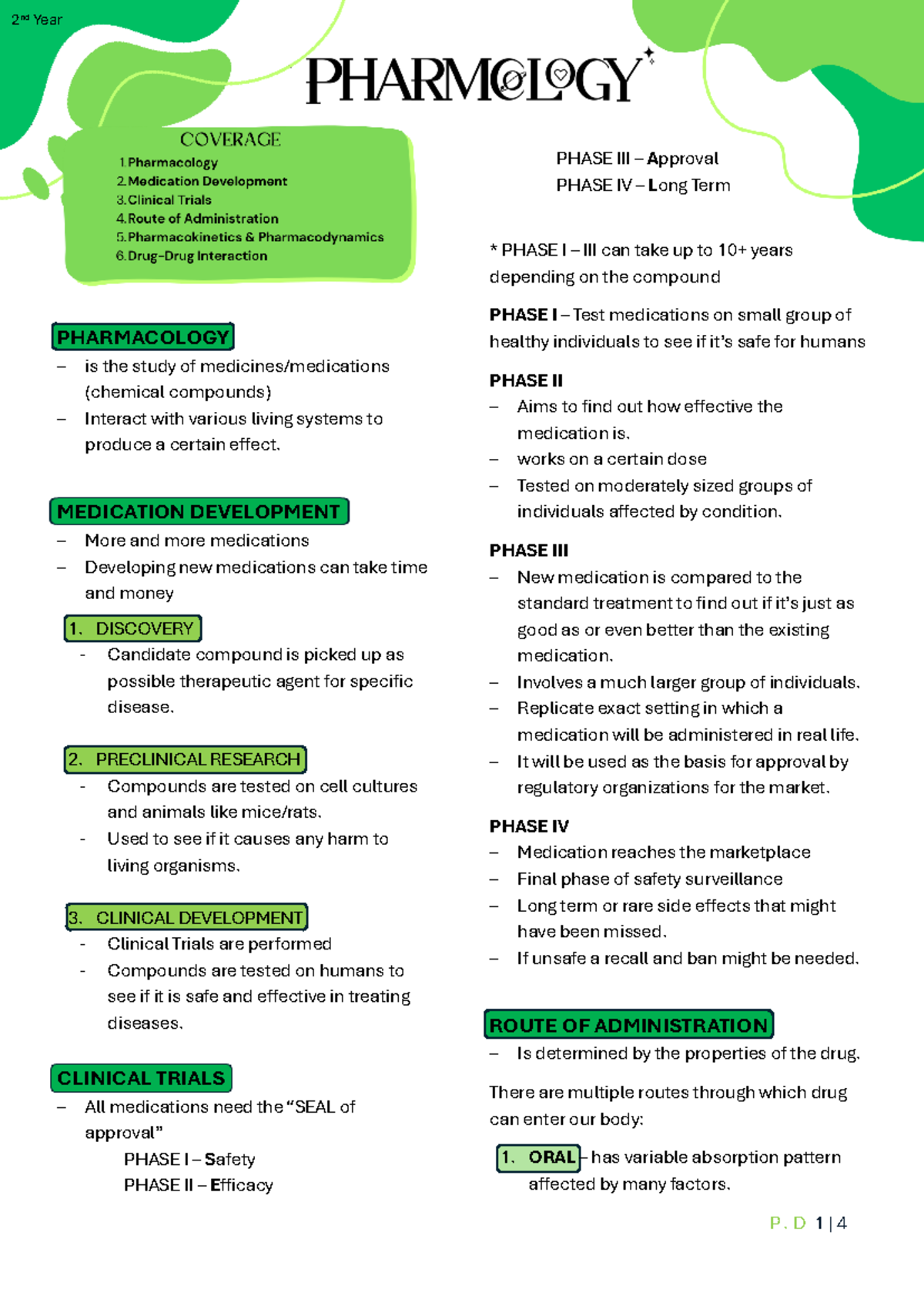 Pharmacology #2 - Lecture Notes - 2 nd Year PHARMACOLOGY is the study ...