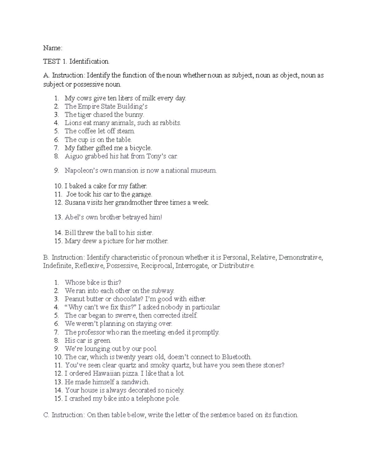 Finals Intro - Exam - Name: TEST 1. Identification. A. Instruction ...