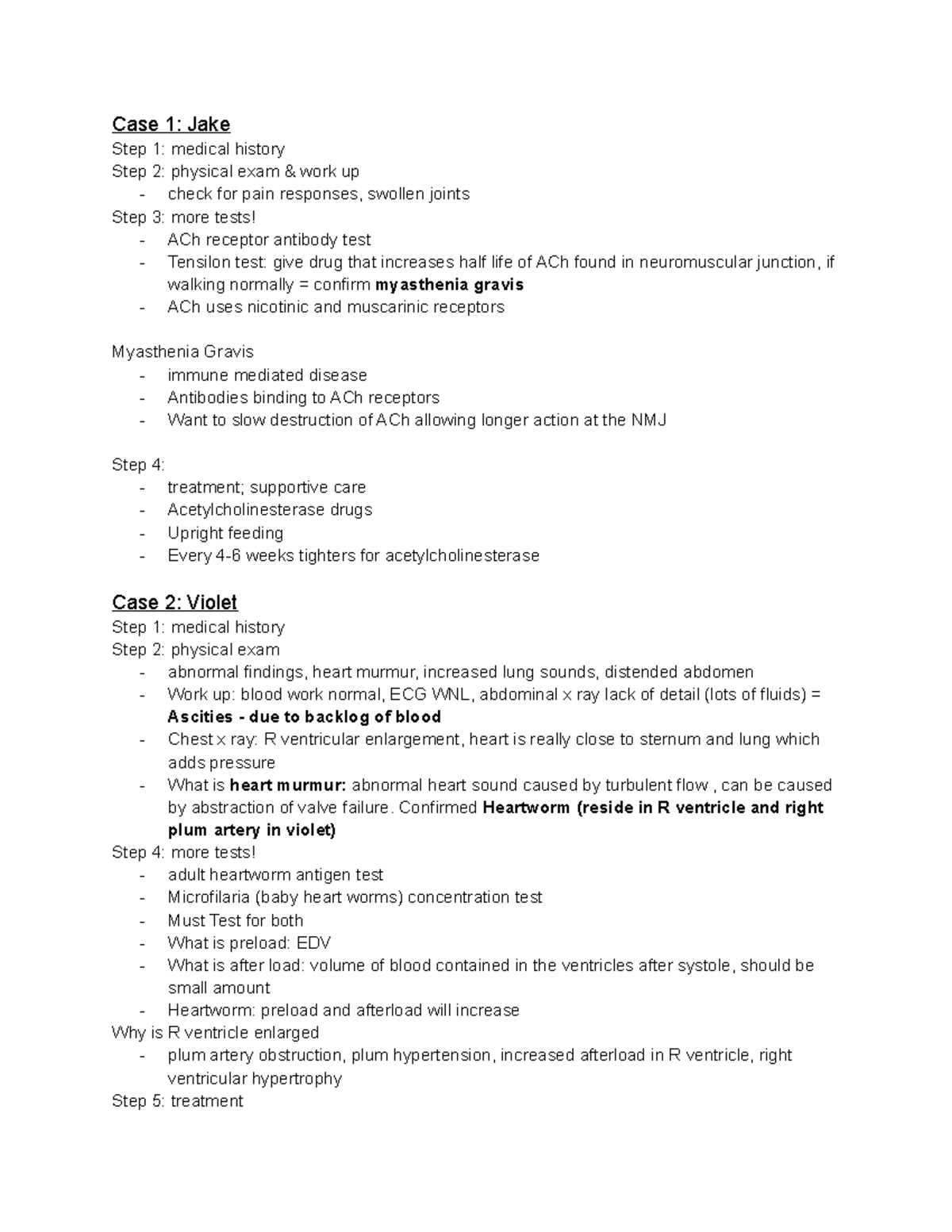 Case Study 1 - ANSC3080 - Case 1: Jake Step 1: medical history Step 2 ...