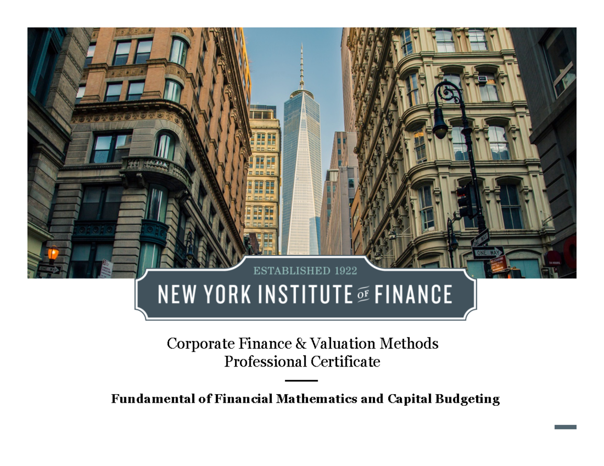 NYIF-CF VM-Day1-10-18 - Fundamental of Financial Mathematics and ...