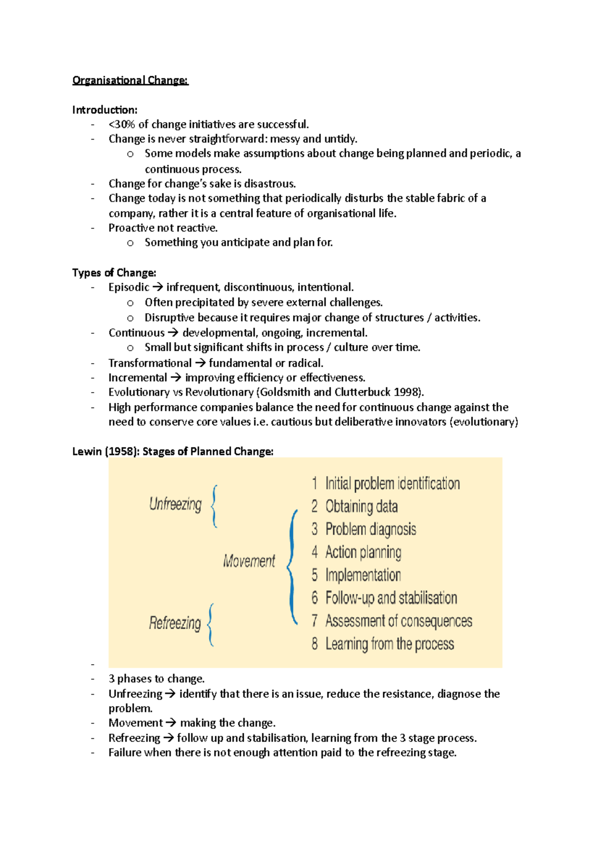 Organisational Change - Organisational Change: Introduction: