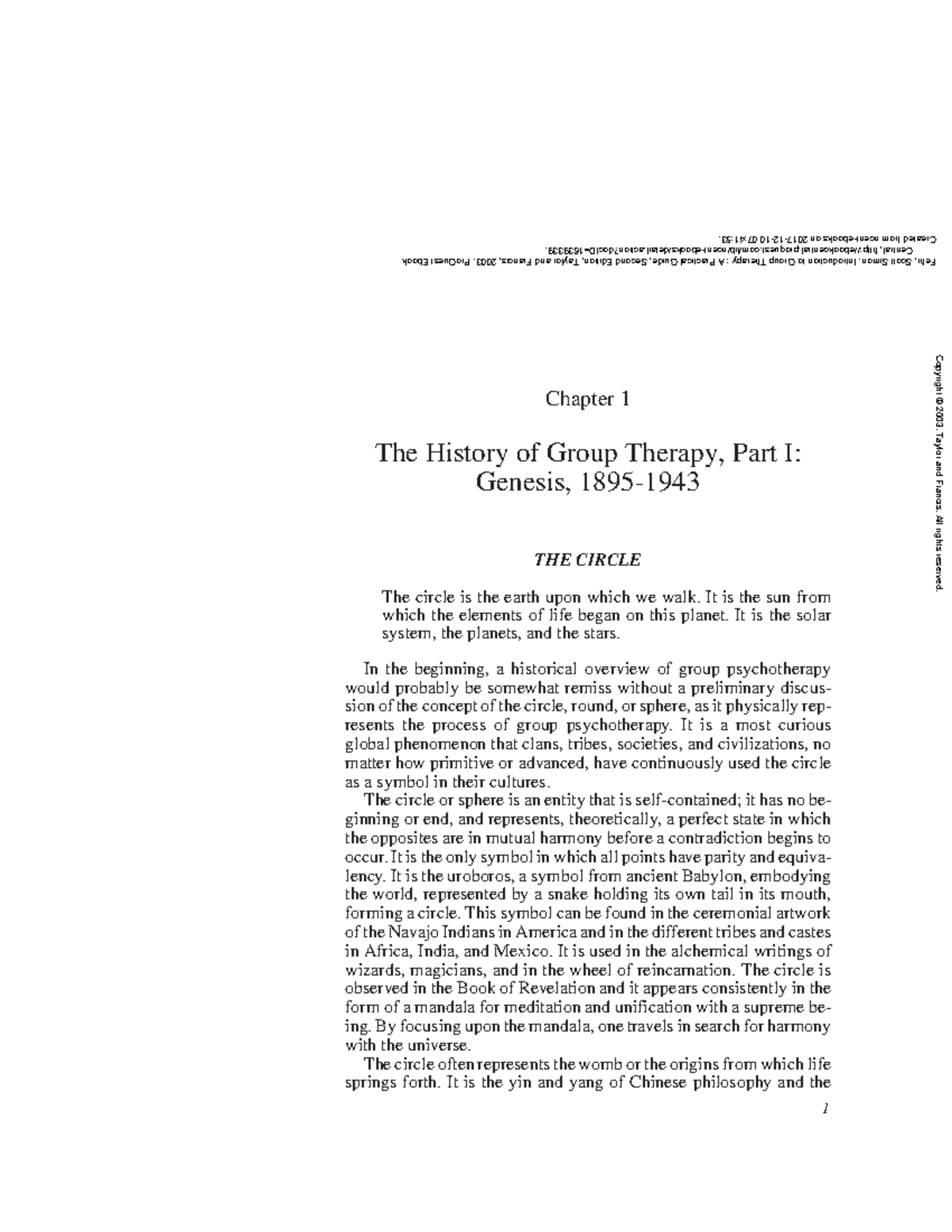 1. Chapter 1 - Group Therapy - Chapter 1 The History of Group Therapy ...