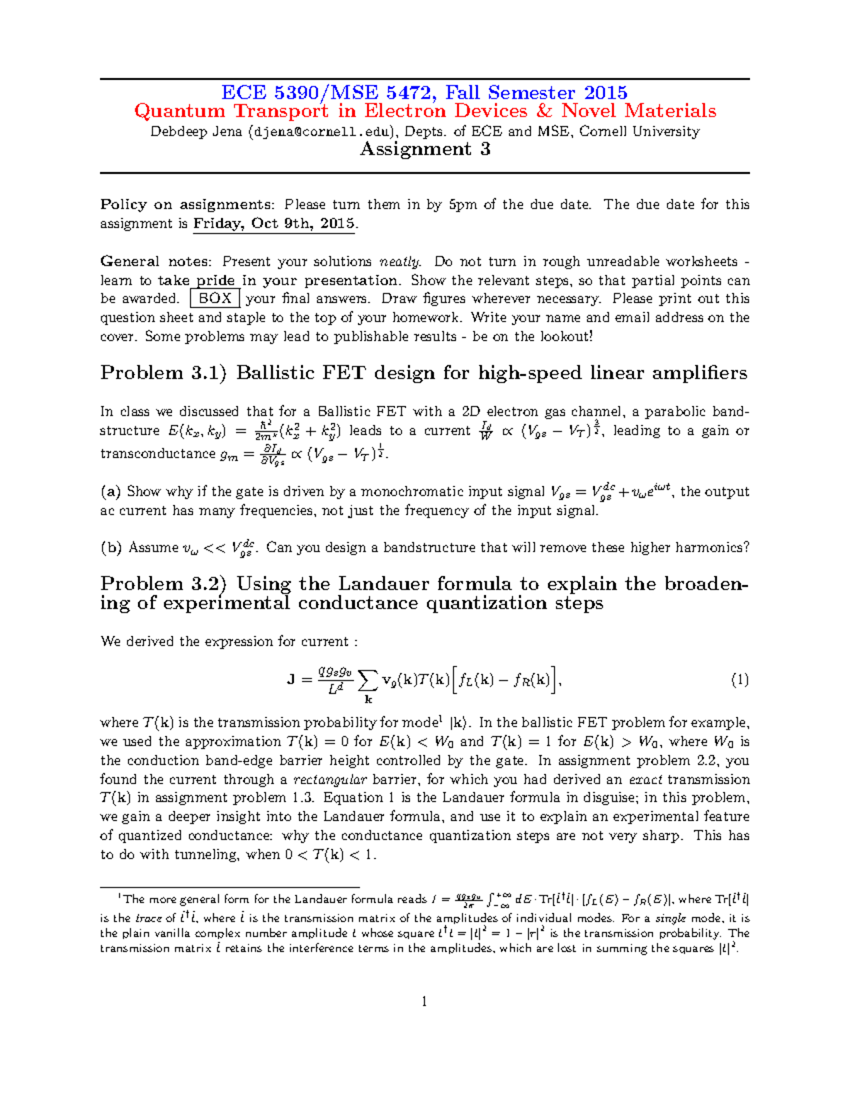Seminar assignments - Assignment 3 - ECE 5472, Fall Semester 2015 ...