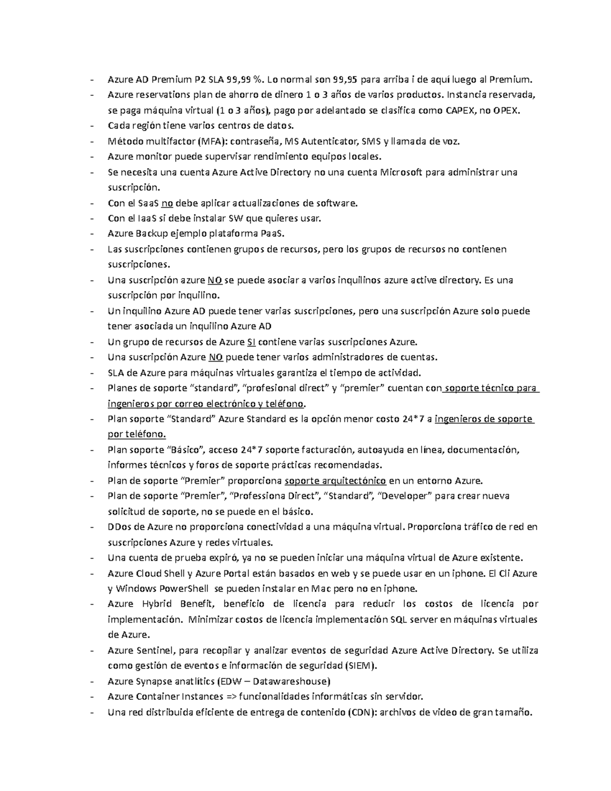 Azure AZ900 ex - dssdaa - Azure AD Premium P2 SLA 99,99 %. Lo normal ...
