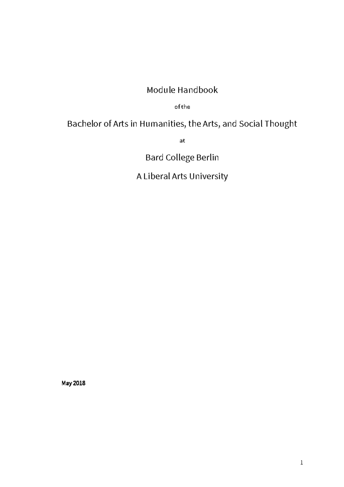 Humanities BAModule Handbook May2018 - Module Handbook of the Bachelor ...