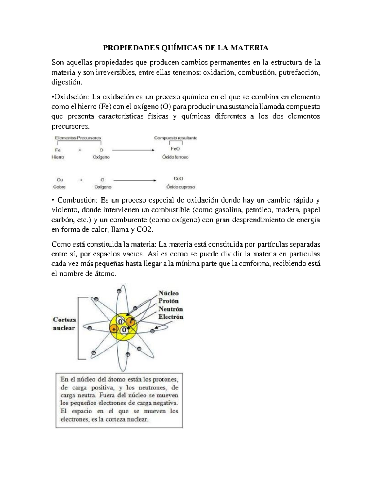Propiedades Químicas DE LA Materia - PROPIEDADES QUÍMICAS DE LA MATERIA ...