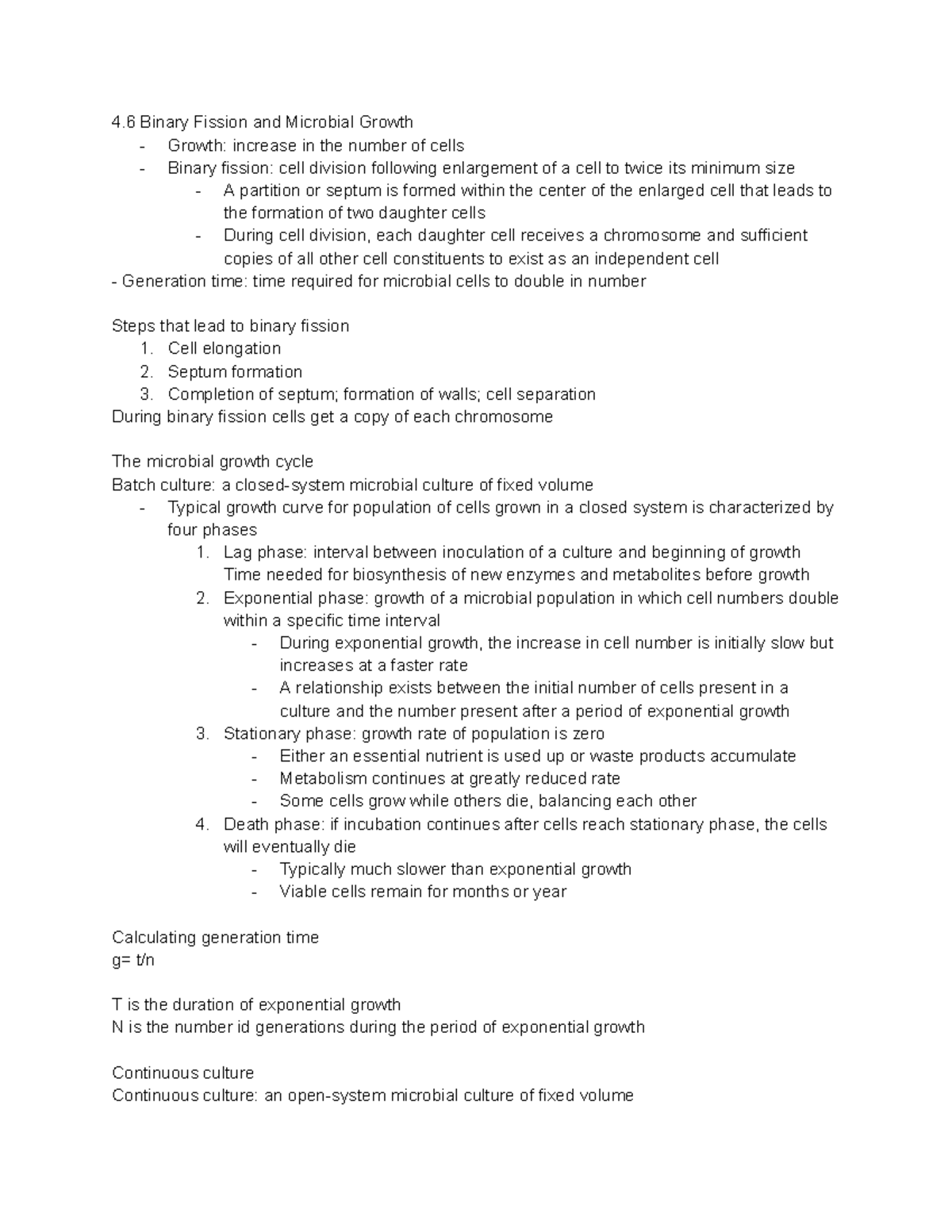 Micro lecture 8 - 4 Binary Fission and Microbial Growth - Growth ...