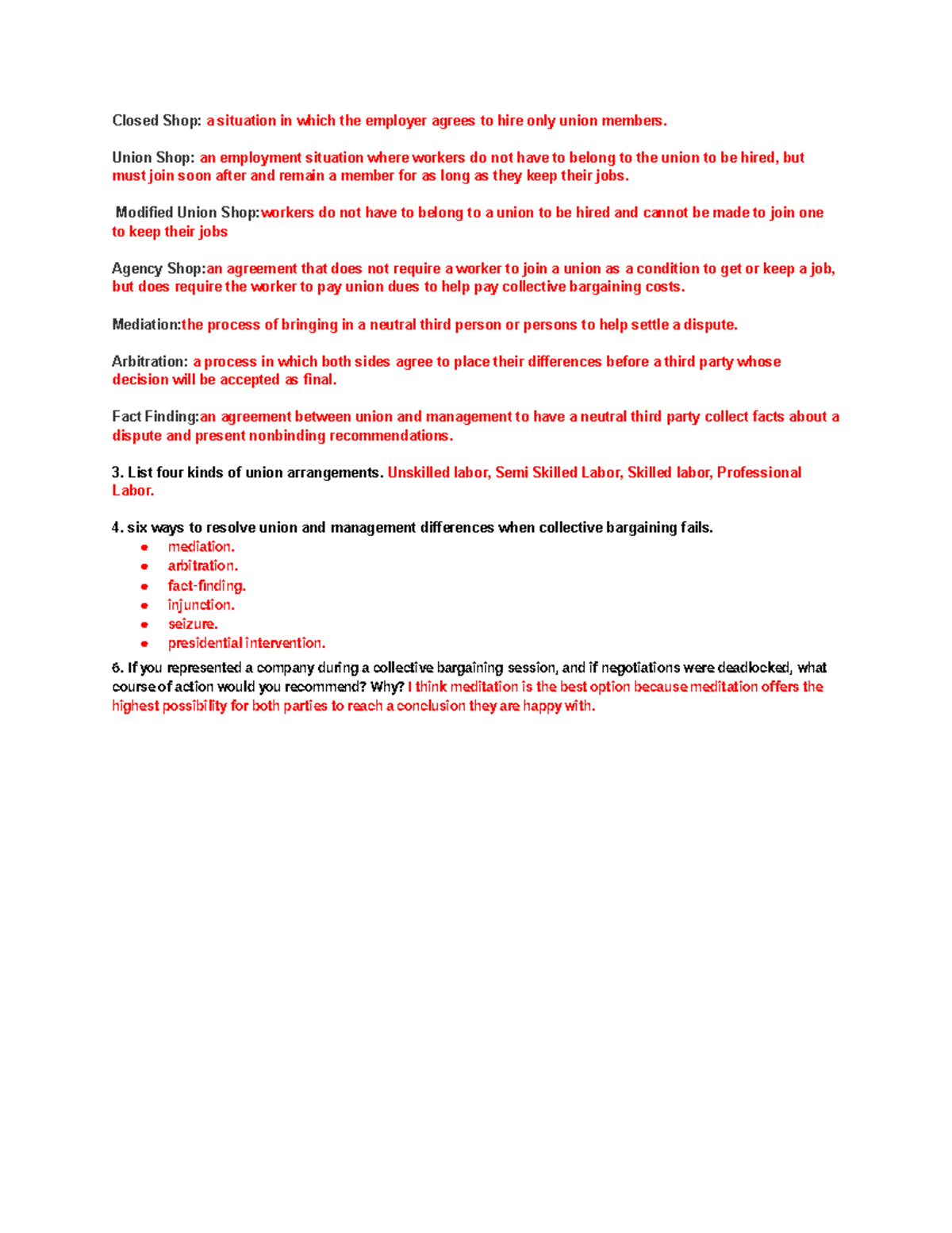 Ch.8 section 2 assessment - Closed Shop: a situation in which the ...