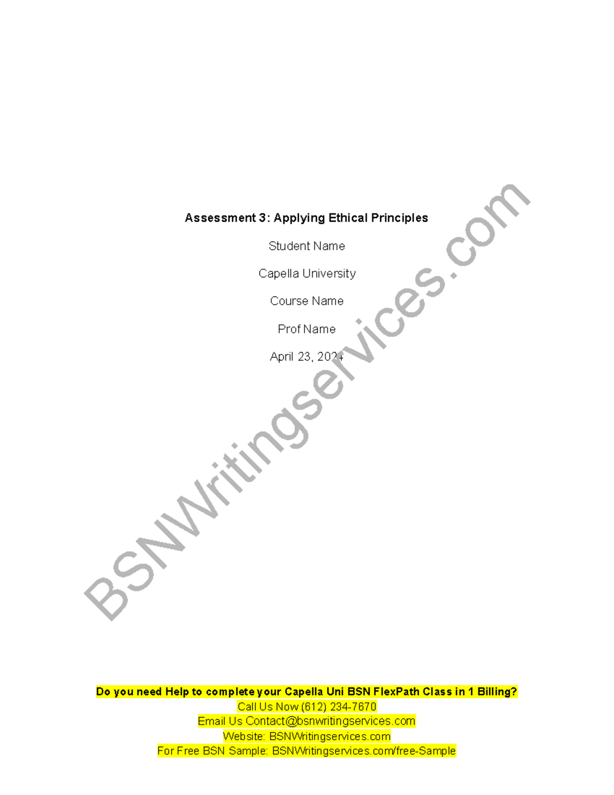 Nhs fpx 4000 assessment 3 applying ethical principles - Assessment 3 ...