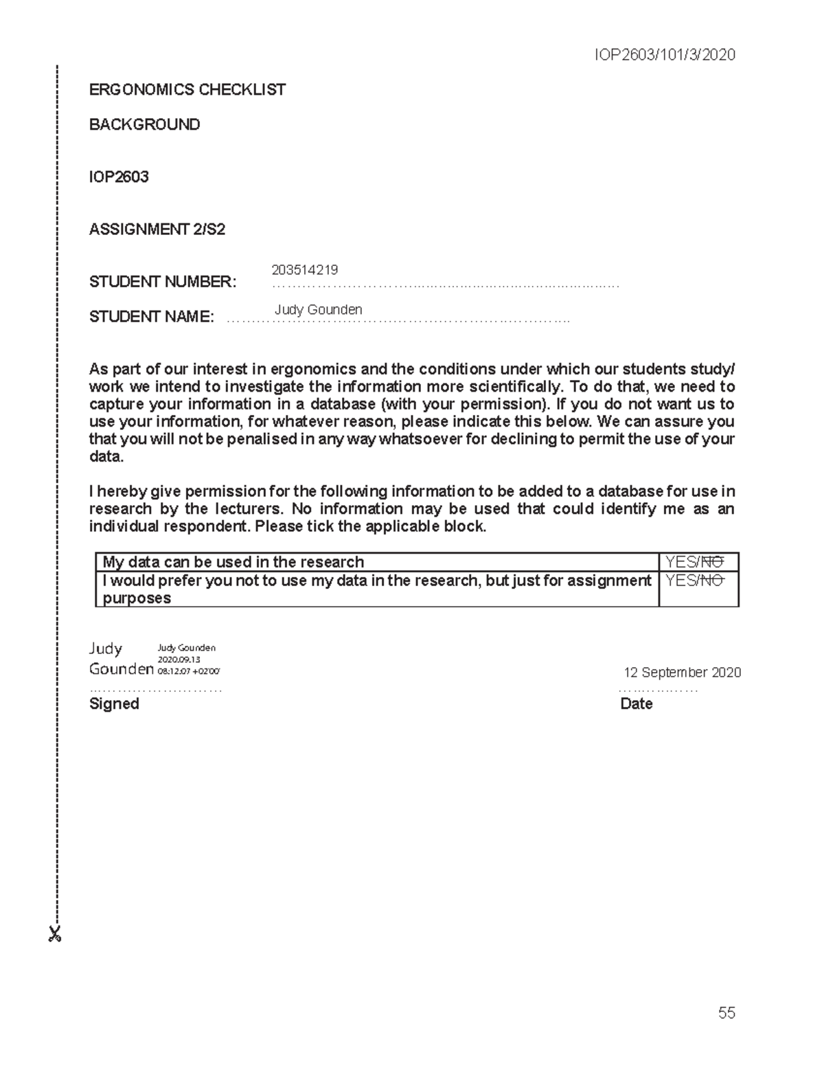 Assignment 2 IOP2603 Ergonomics full essays - (5*2120,&6 &+(&./,67 % ...