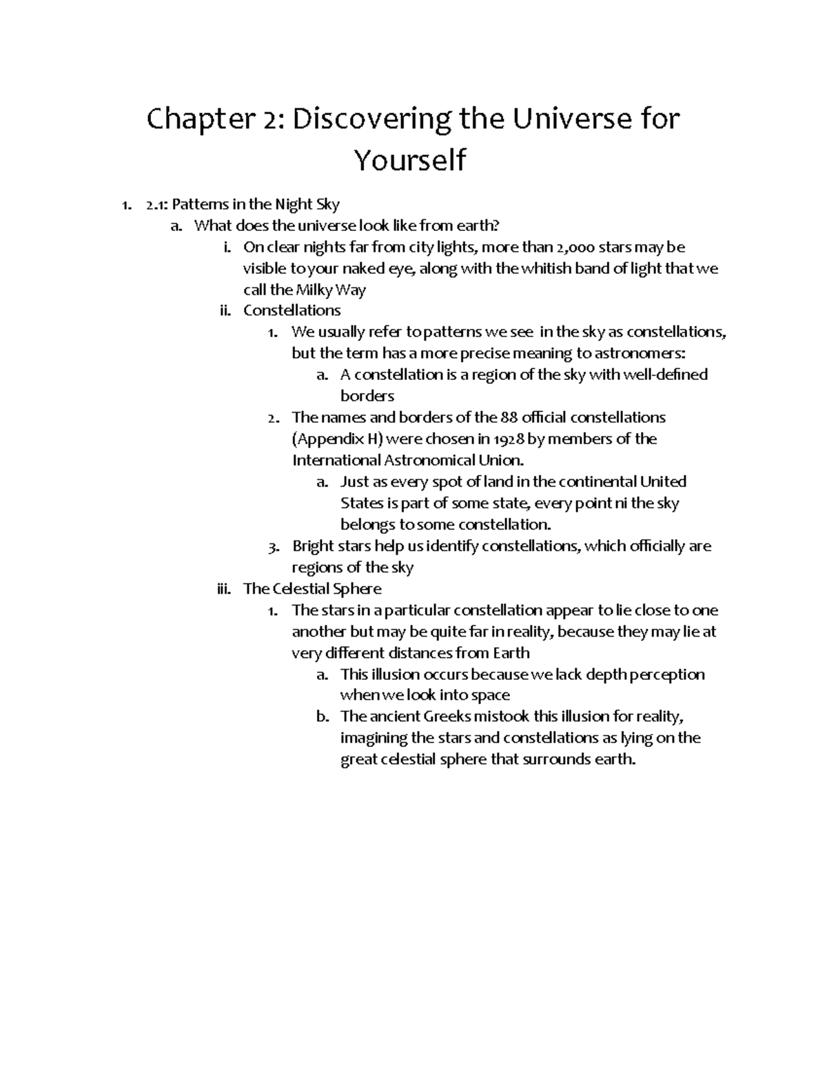 AST1110 - Chapter 2 Notes - Chapter 2: Discovering the Universe for ...