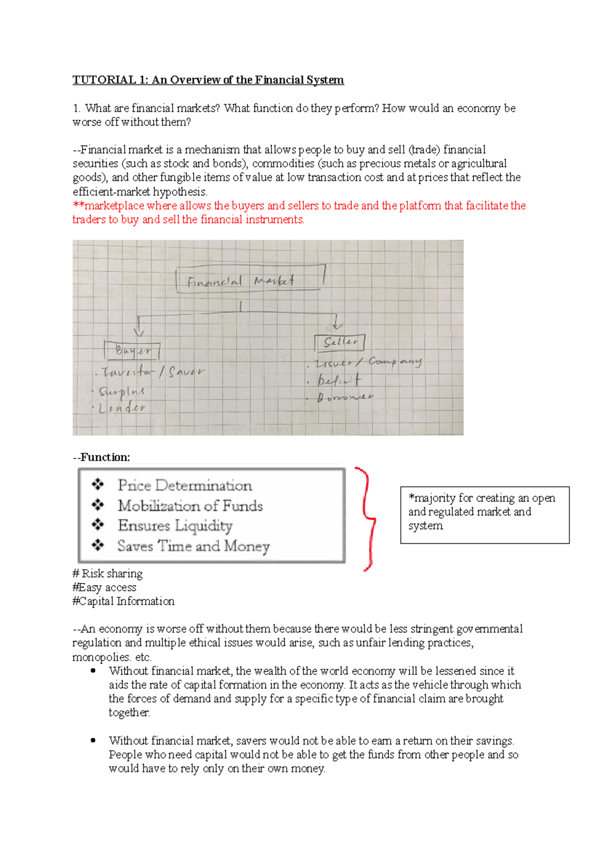 Tutorial 1 - test notes - TUTORIAL 1: An Overview of the Financial ...