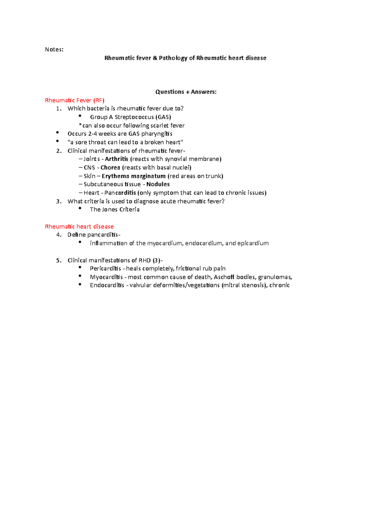 Rheumatic fever and Pathology of Rheumatic heart disease - Notes ...