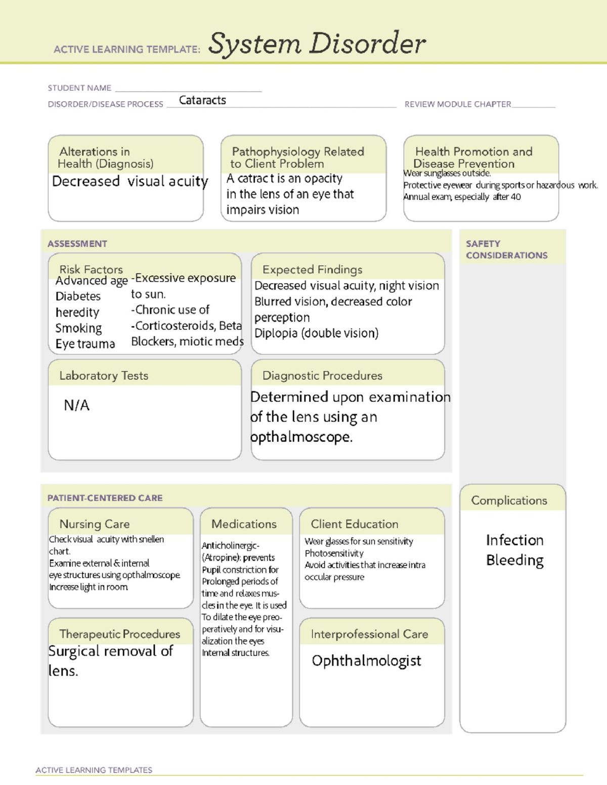 Cataracts & Stroke - Templates - ACTIVE LEARNING TEMPLATE: System ...