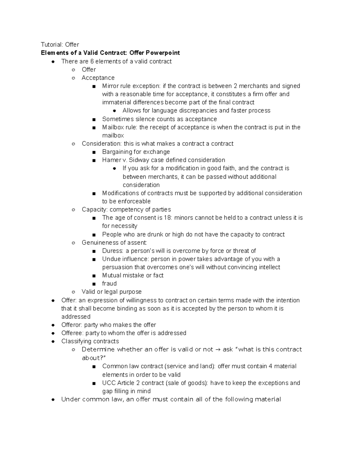 Tutorial Offer - Tutorial: Offer Elements of a Valid Contract: Offer ...