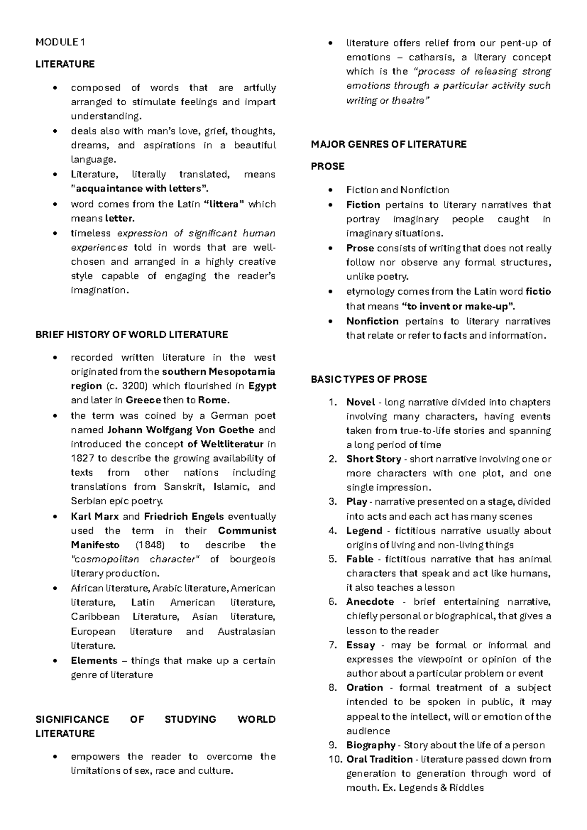 Module 1 Module 1 Literature Composed Of Words That Are Artfully