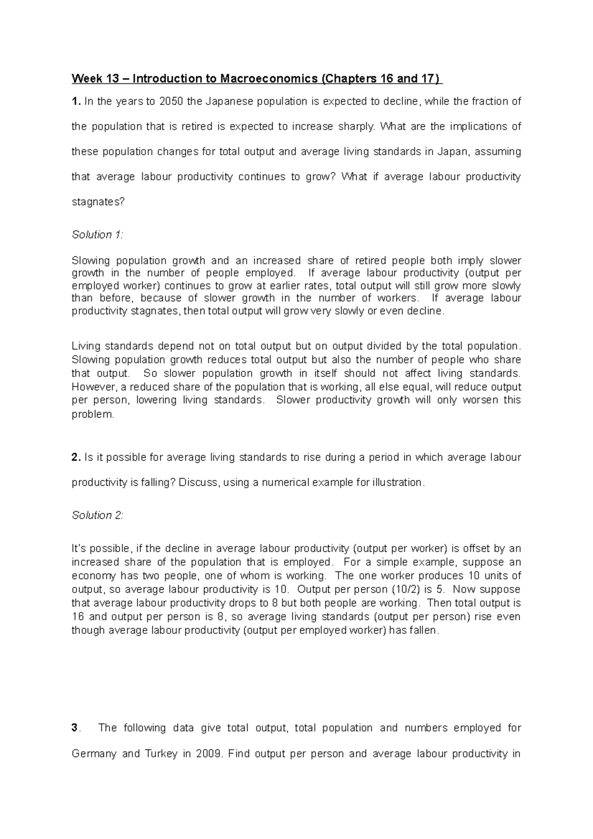 Tutorial Week 13 + Solutions - Week 13 – Introduction to Macroeconomics ...