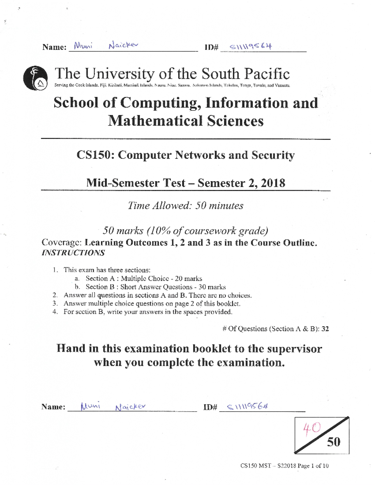 CS150Sem2Sample 2018 - sdsdsd - Computer Science - Studocu