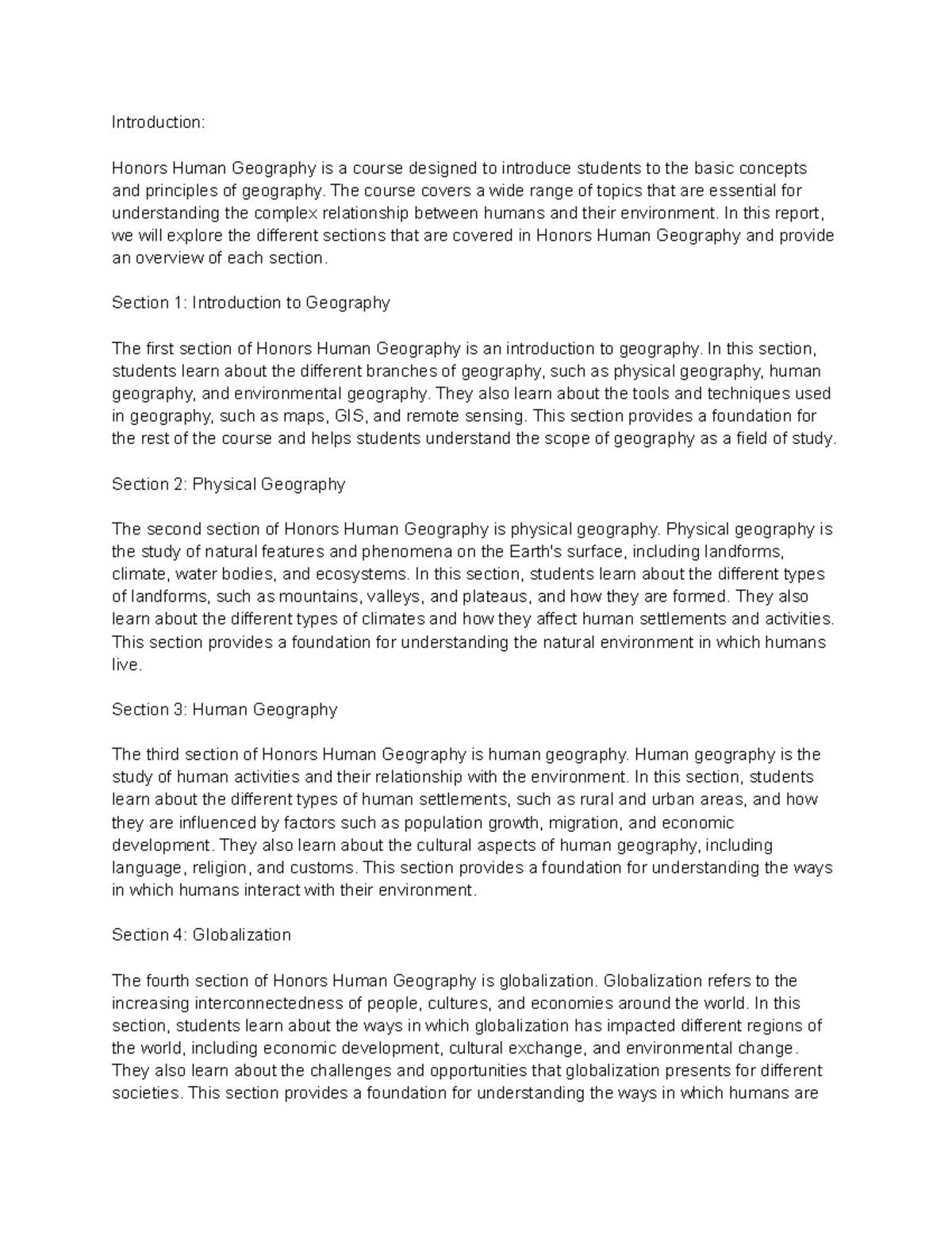 Human Geography - Explaining lessons - Introduction: Honors Human ...