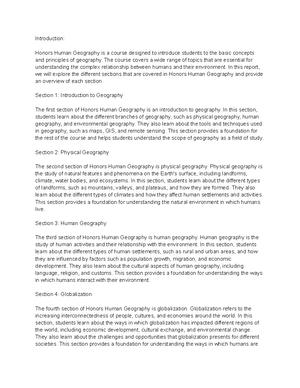 Human Geography - Explaining lessons - Introduction: Honors Human ...