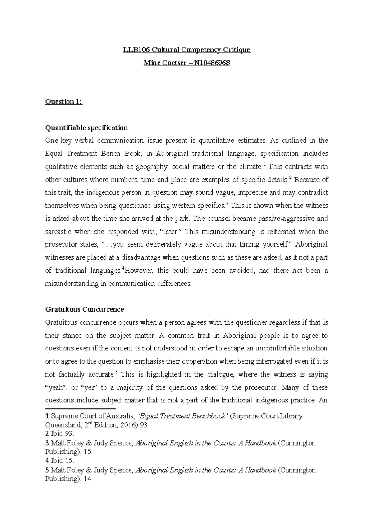 LLB106 - Cultural Competency Critique - LLB106 Cultural Competency ...