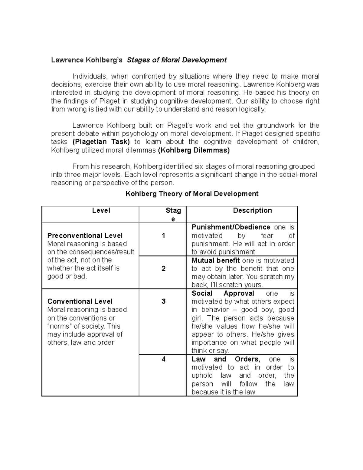 Kohlberg-et.-al - prof-ed - Lawrence Kohlberg’s Stages of Moral ...