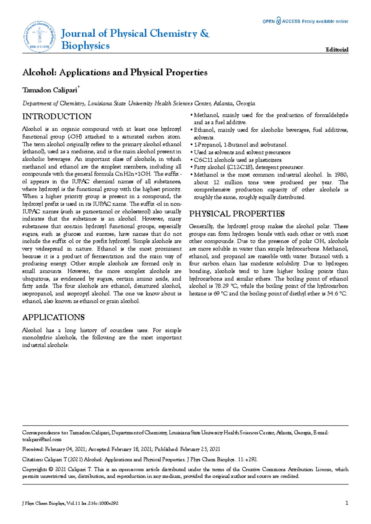 Alcohol applications and physical properties - Alcohol: Applications ...