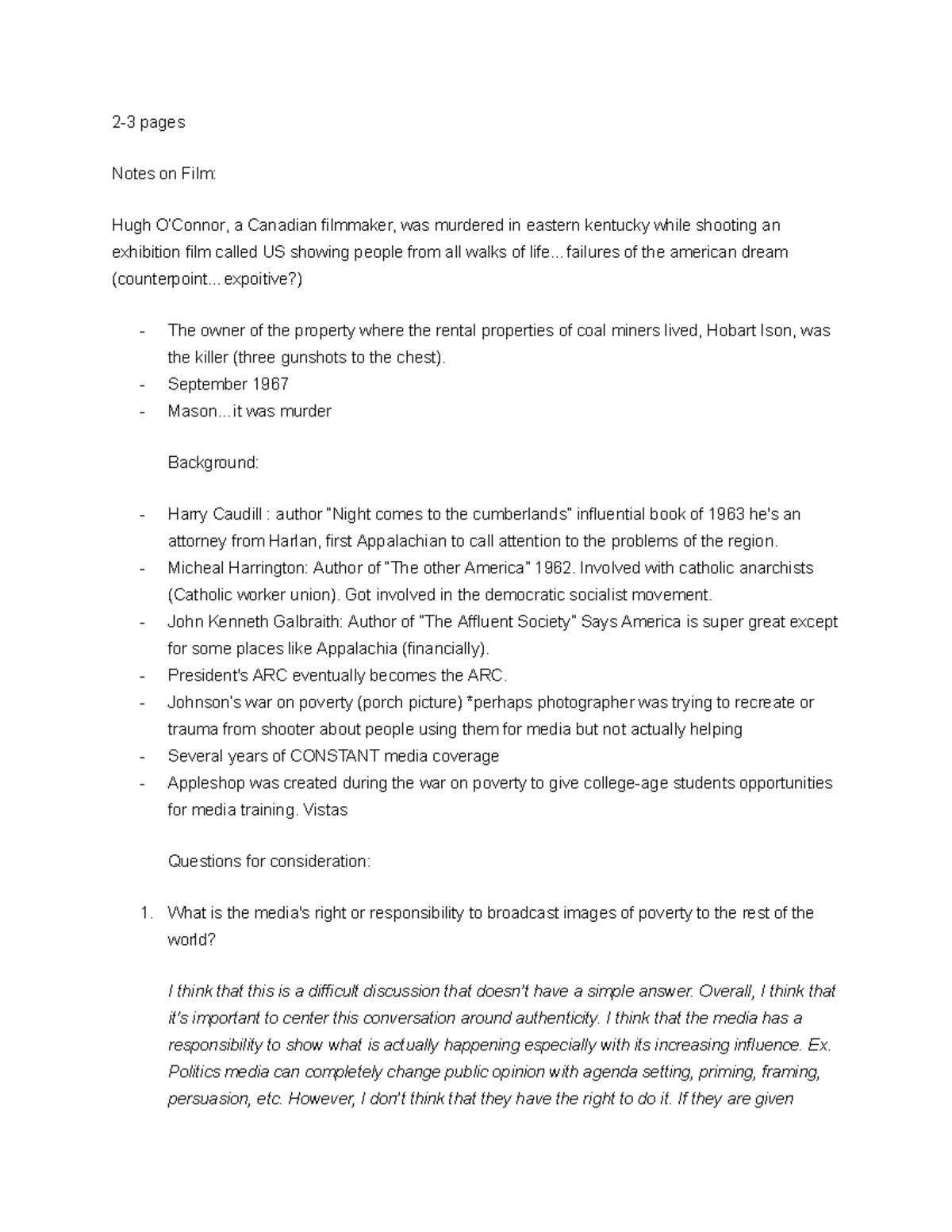 Stranger with a Camera Discussion App Studies - 2-3 pages Notes on Film ...