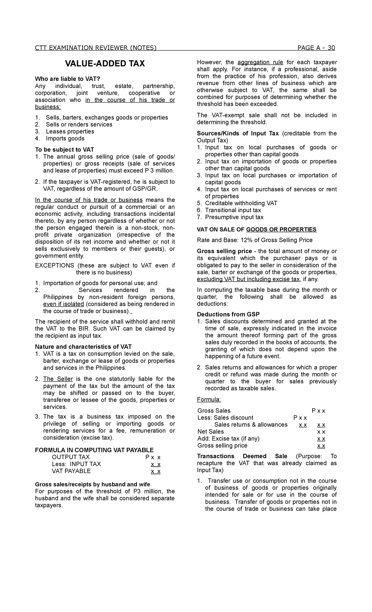 VAT-OPT - VALUE-ADDED TAX Who are liable to VAT? Any individual, trust ...