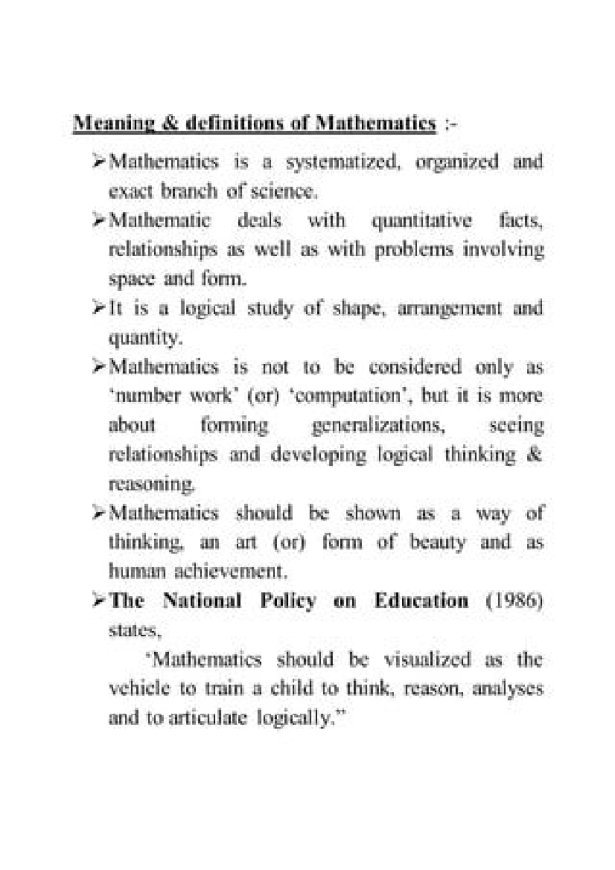 Meaning AND Defnition Ofmathematics - Ba /BBA/BCom calicut university ...