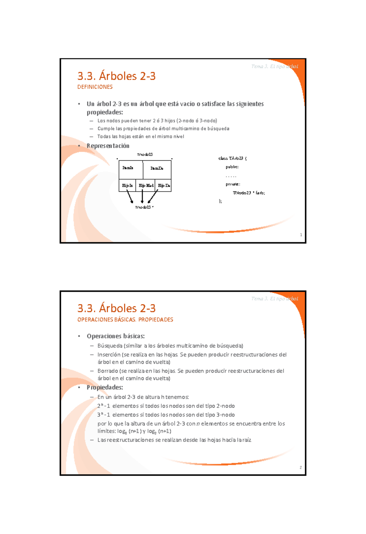 Tema 3.3 Arboles 2-3 - Diapositivas - 3. Árboles 2- 3 DEFINICIONES Un ...