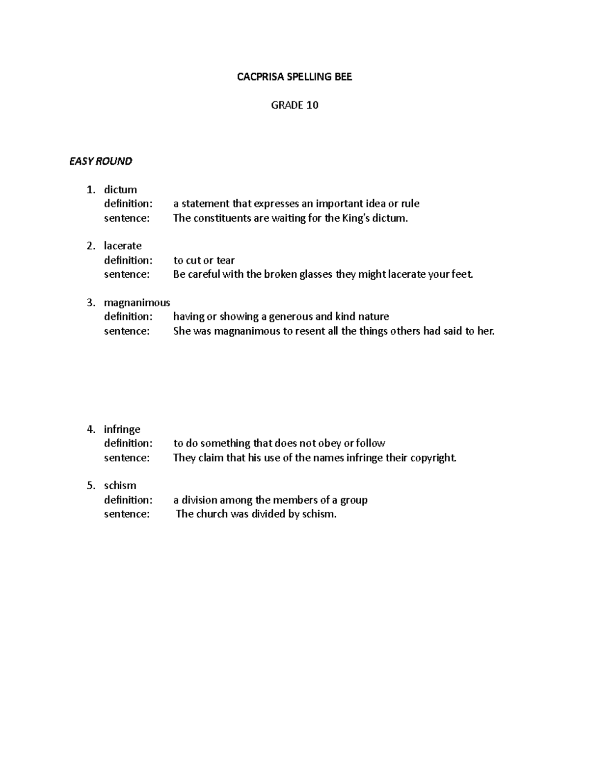 Spelling for grade 10 - English For Teachers - University of the ...