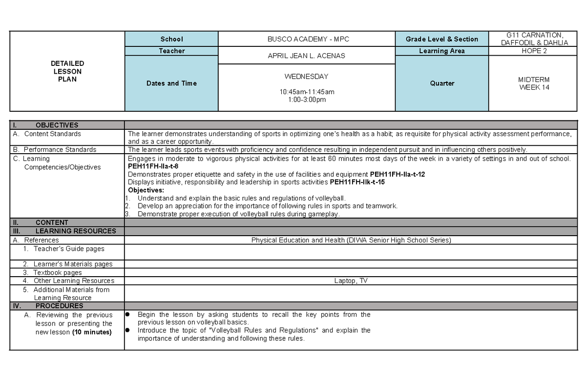 HOPE-2-WEEK-15-DLL 093928 - DETAILED LESSON PLAN School BUSCO ACADEMY ...