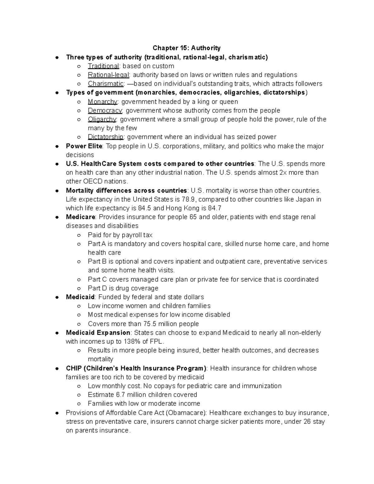 Chapter 15 Authority - SOC 1010 - Chapter 15: Authority Three types of ...