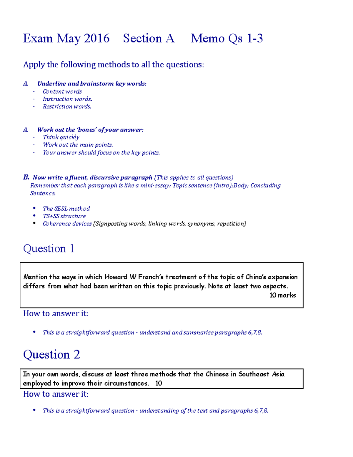 Exam May 2016 Memo b Sect A Q1-2-3 docx - Exam May 2016 Section A Memo ...