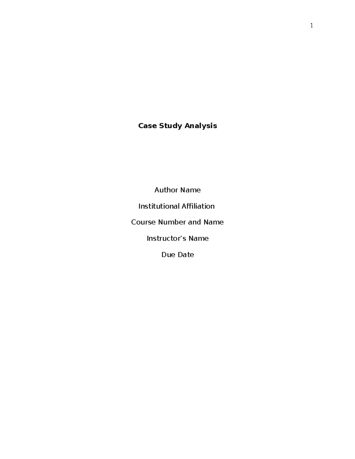N6501 Module 5 Week 8 Assignment - Case Study Analysis Author Name ...