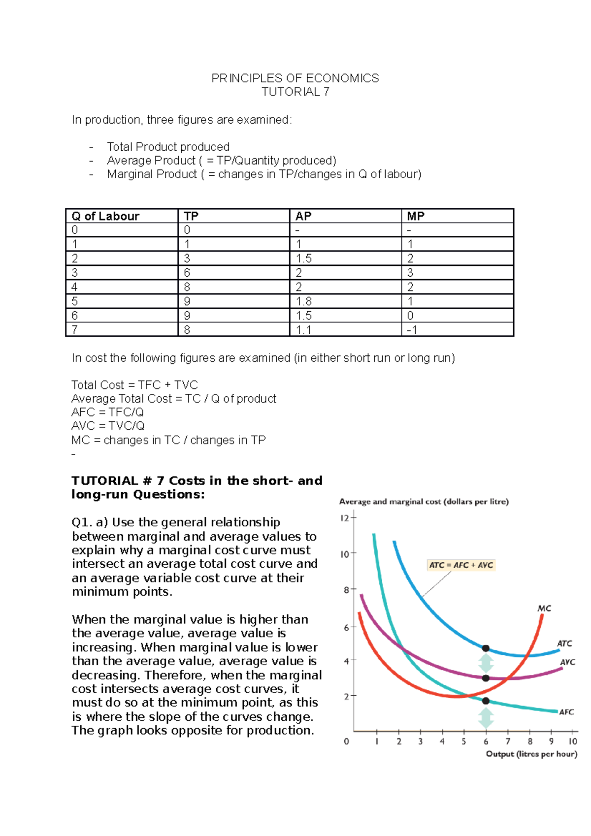 Principles OF Economics T7 - PRINCIPLES OF ECONOMICS TUTORIAL 7 In ...