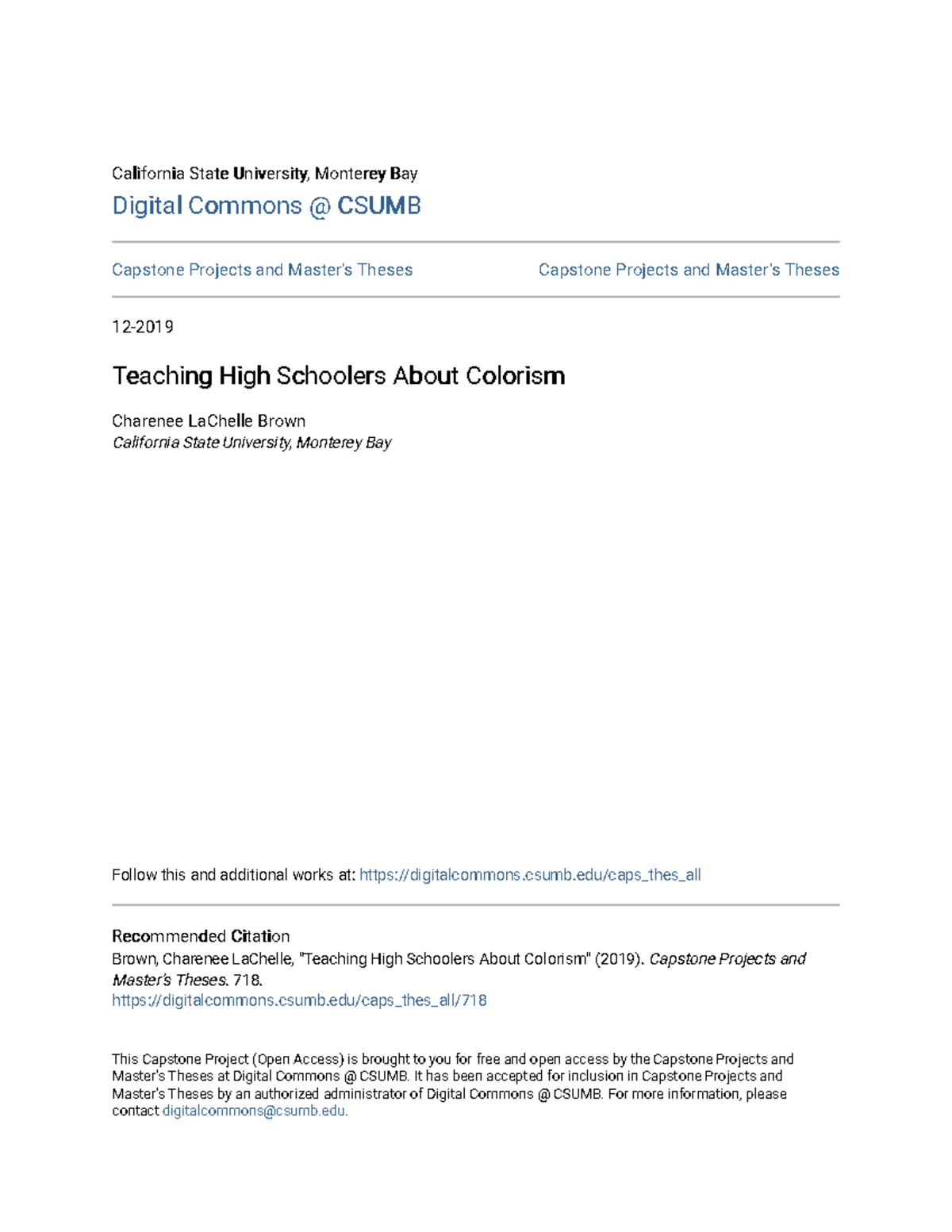 Teaching High Schoolers About Colorism - California State University ...