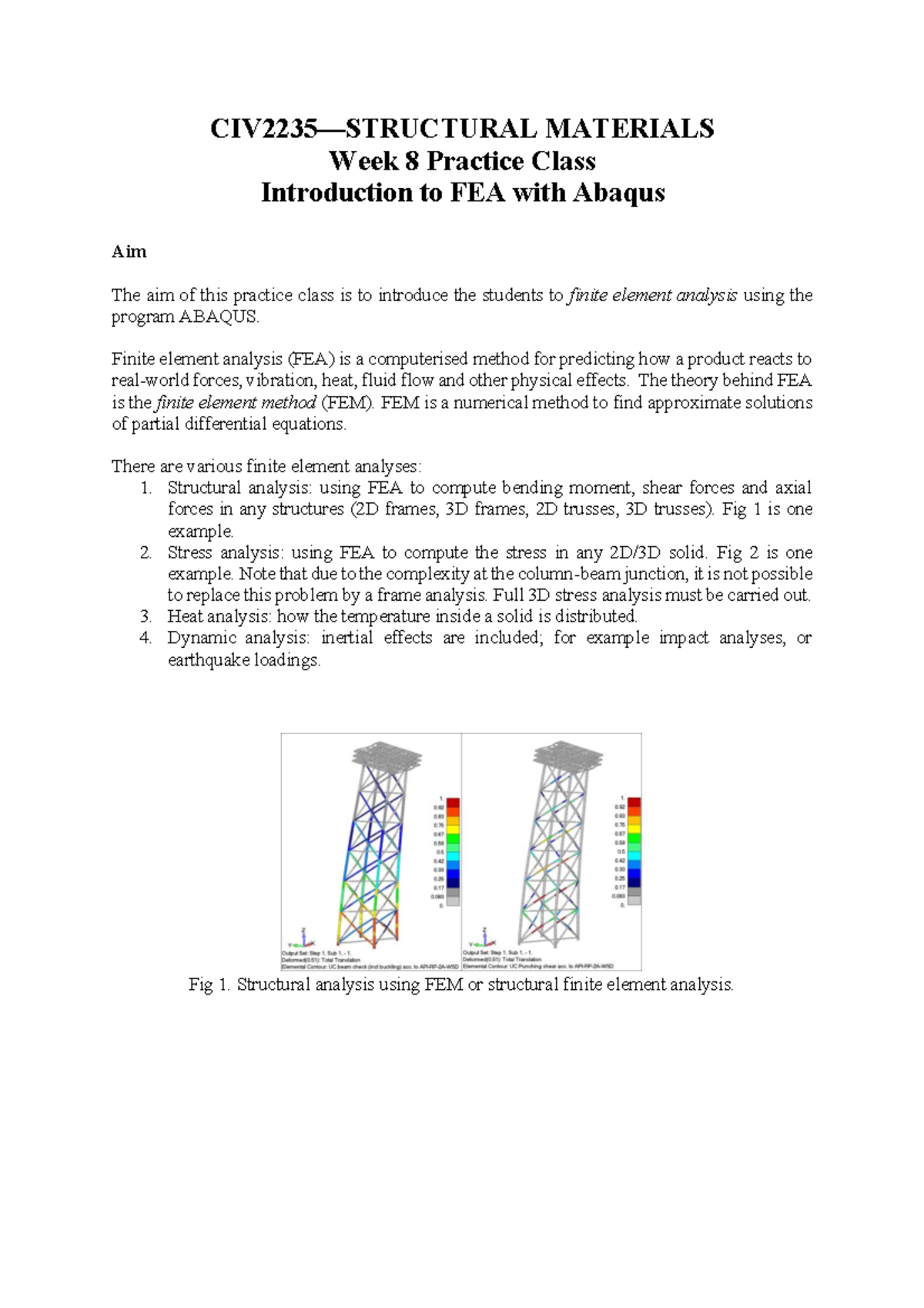 CIV2235 Prac Class Week8 Abaqus - CIV2235—STRUCTURAL MATERIALS Week 8 ...
