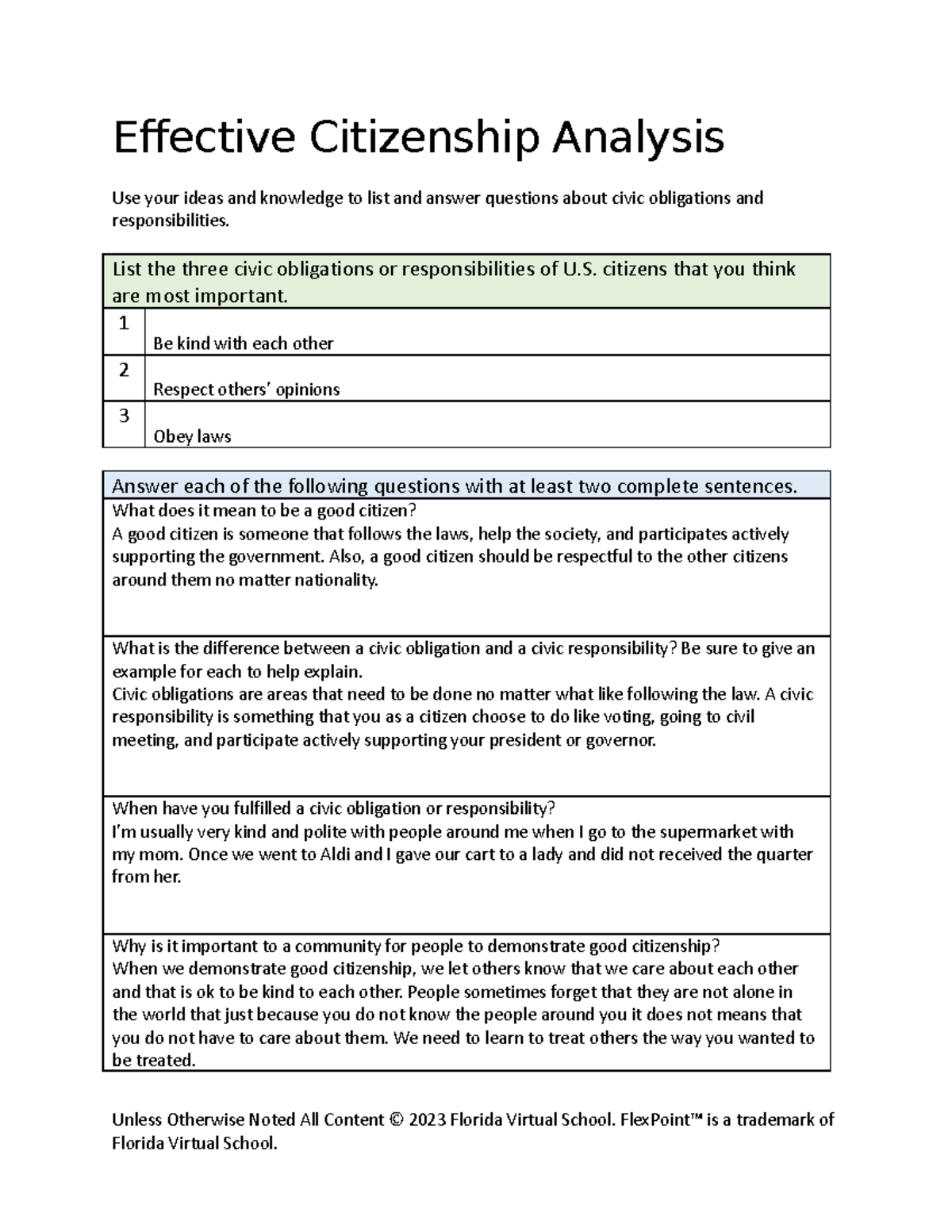 Effective citizenship analysis - Effective Citizenship Analysis Use ...