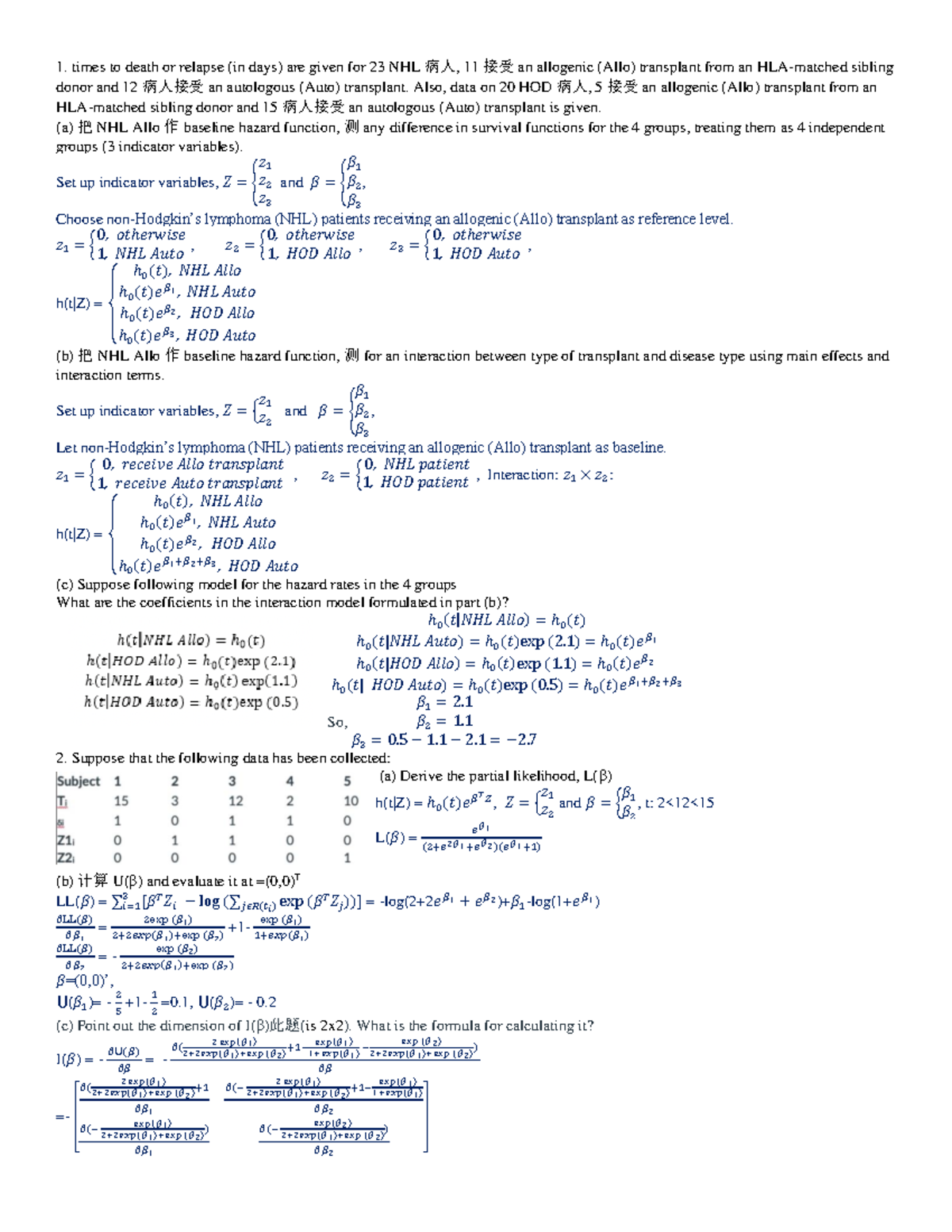 advanced Survival analysis for biostatistics - times to death or ...