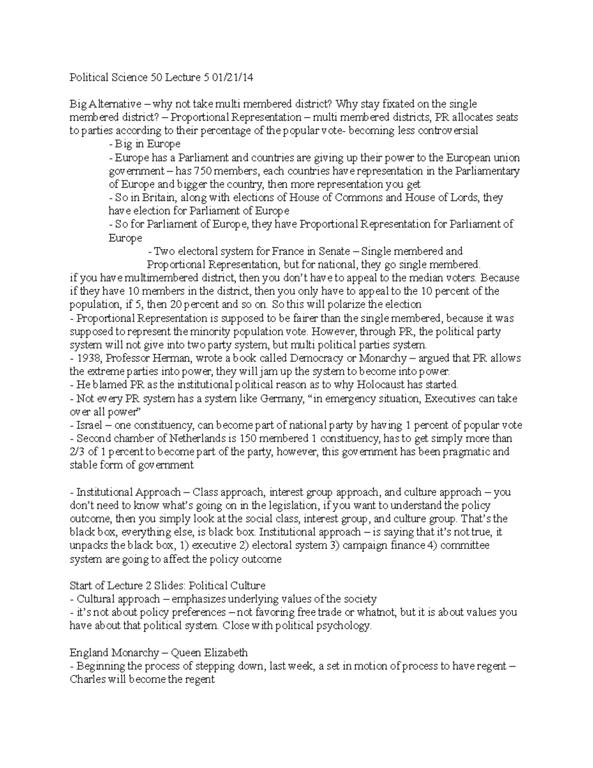 Political Science 50 Lecture 5 - Political Science 50 Lecture 5 01/21 ...