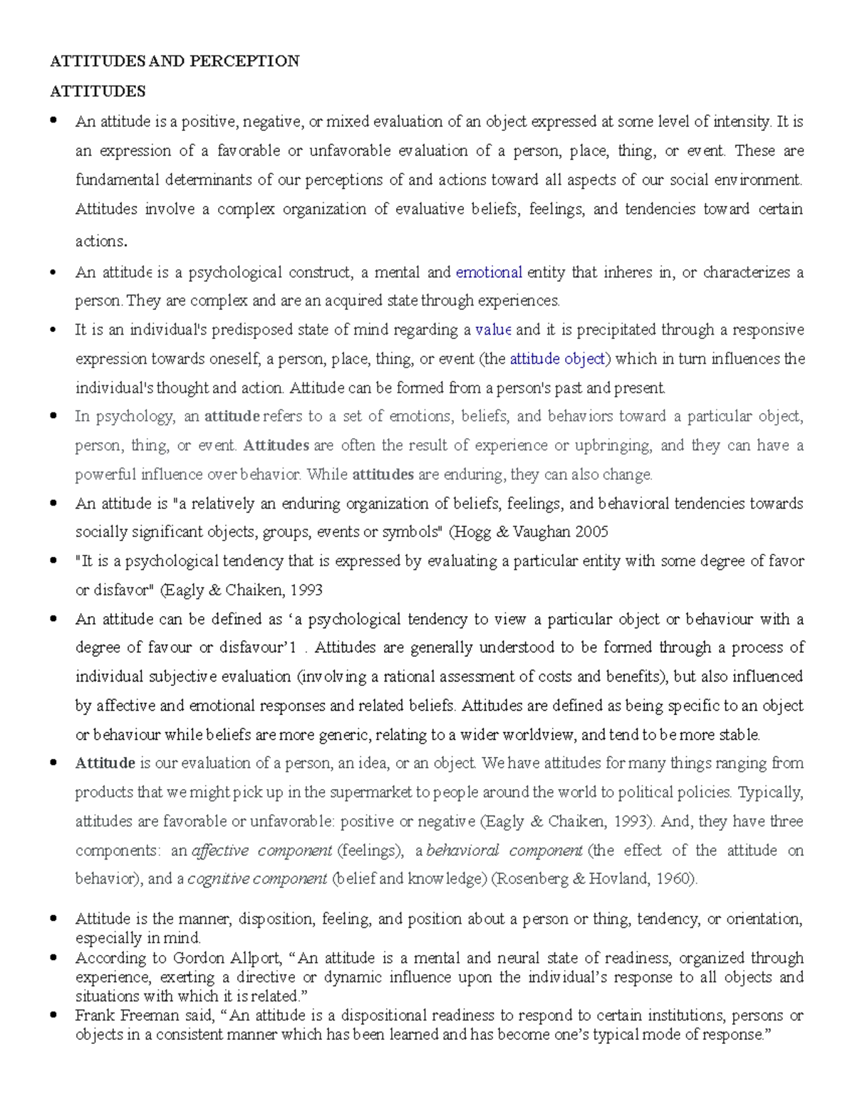 Attitudes AND Perception - ATTITUDES AND PERCEPTION ATTITUDES An ...